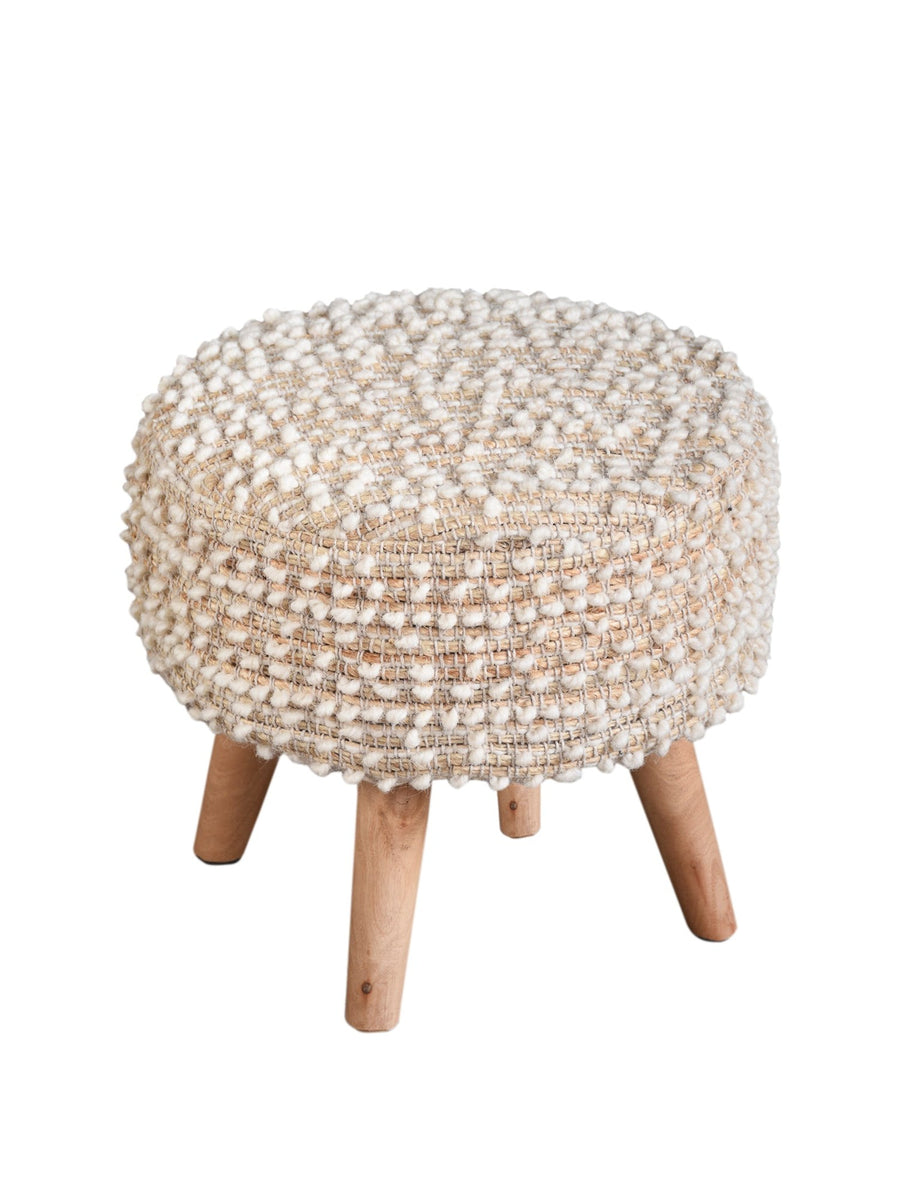 Natural Boucle Handwoven Foot Stool – Anaya